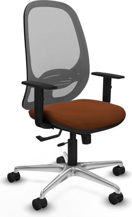 Piqueras y Crespo B&uuml;rostuhl, ideal f&uuml;r Arbeiten mit 1D-Armen, h&ouml;henverstellbare Lendenwirbelst&uuml;tze, ausgestattet mit Syncro/Traslack und Schneideschaum, Grau/Braun