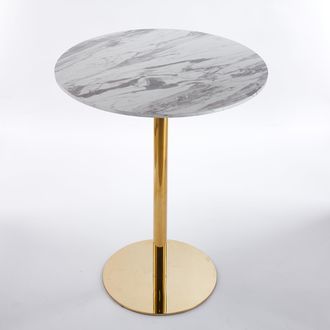 Generic Runder Tulpen-Esstisch - 23,6 Mid-Century Modern Tisch for Kleine R&auml;ume, Naturholz-Finish(Grey+golden,31.5)