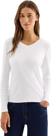 Cecil Damen 3227271 V-Neck Langarmshirt, White, XX-Large