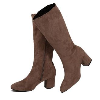 Generic Bottes habill&eacute;es &agrave; talon &eacute;pais et bout pointu pour femme, talon bloc en daim, fermeture &eacute;clair lat&eacute;rale, chaussures d&eacute;contract&eacute;es pour lautomne et lhi