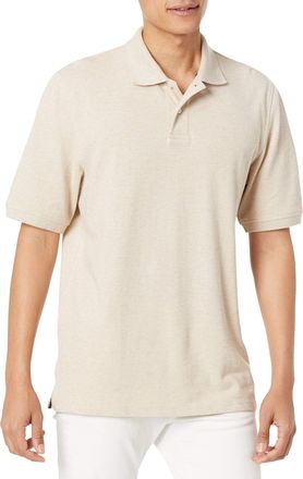 Amazon Essentials Herren-Poloshirt aus Baumwollpiqué, Normale Passform (erhältlich in Big & Tall), Haferbeige meliert, Größe XS