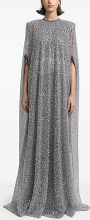Gemy Maalouf Maxikleid mit Cape - Silber