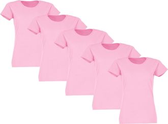 Fruit Of The Loom 5er Pack Ladies&acute; Valueweight T Damen T-Shirt, Light Pink, XXL