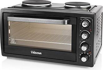 Tristar Four &agrave; convection avec 2 plaques chauffantes, Capacit&eacute; : 38 L, 3100 W, Plaque de cuisson et gril, 90-230 C, adapt&eacute; pour le camping, OV-1442, Noir