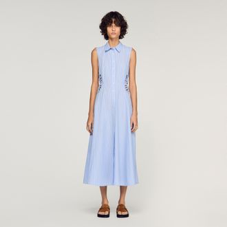 Sandro Robe longue en coton &agrave; rayures