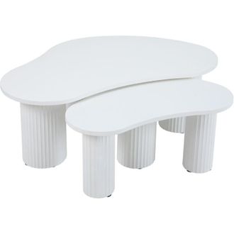 Oviala Table basse gigogne en m&eacute;lamin&eacute; blanc