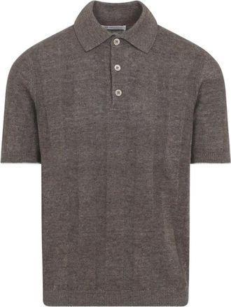 Brunello Cucinelli Homme, Tops, Brun, Taille: XL Polo en maille c&ocirc;tel&eacute;e