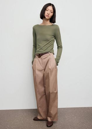 Mango T-shirt col bateau kaki - Femme - S - MANGO