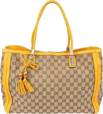 Gucci Crossbody Bags - Gucci GG Monogram Bamboo Handbag - Gr. unisize - in Braun - für Damen