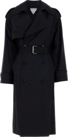 Bottega Veneta Femme, Manteaux, Noir, Taille: 38 FR Fine Wool Trench Coat