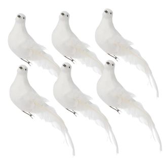 Valiclud K&uuml;nstliche Wei&szlig;e Friedenstauben mit Clip 6 St&uuml;ck Realistische Schaumstoff Vogelfiguren zur Dekoration f&uuml;r Hochzeit Bastelarbeiten und Festliche Wohnra