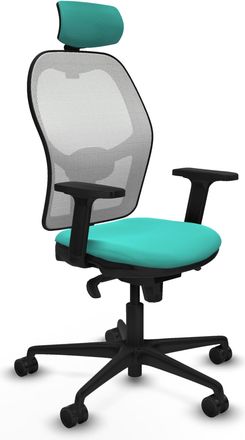 Piqueras y Crespo Ergonomischer Stuhl mit 2D-Armen, h&ouml;henverstellbare Lendenwirbelst&uuml;tze und h&ouml;henverstellbares Kopfteil, Wei&szlig;/T&uuml;rkis