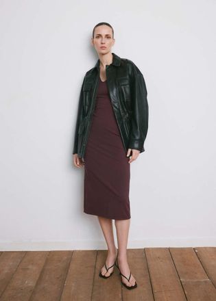 Mango Tailliertes Kleid mit V-Ausschnitt bordeaux - Damen - XS - MANGO