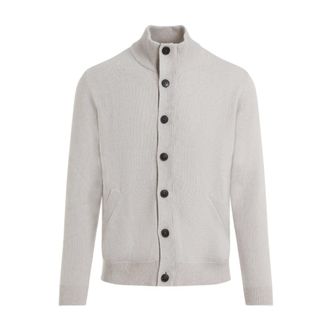Brioni Sand Cashmere Zip Blouson Sweatshirt - - Knitwear - Herren - Beige - 3XL