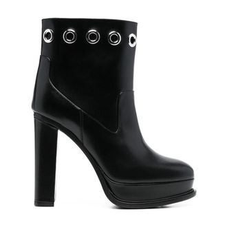 Alexander McQueen Schwarze Eyelet Stiefeletten mit Plateausohle - - Shoes - Damen - Schwarzk - 40 EU