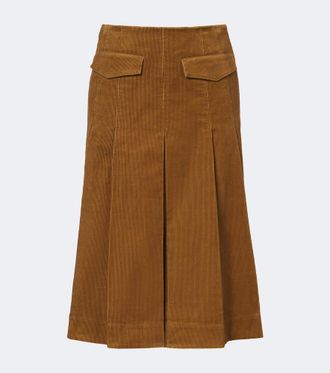 Tory Burch Jupe midi en velours c&ocirc;tel&eacute; de coton