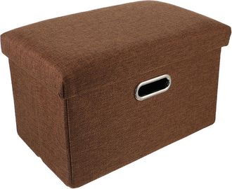 Cabilock Faltbarer Aufbewahrungshocker mit Stauraum Klappbarer Sitzhocker für Haushalt und Büro Multifunktionaler Wäschekorb und Sitzgelegenheit Braun