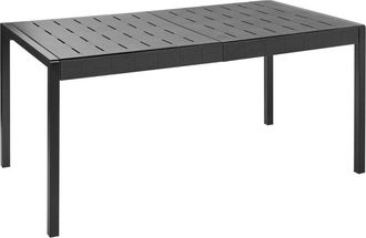 Beliani Gartentisch schwarz Kunststoffgestell 154 x 84 cm 4-6 Sitzer wetterfest f&uuml;r Garten Terrasse Au&szlig;enbereich Outdoor