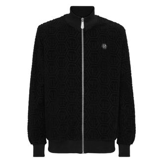 Philipp Plein Jacquard Trainingsjacke Monogramm - - Sweatshirts & Hoodies - Herren - Schwarzk - XL