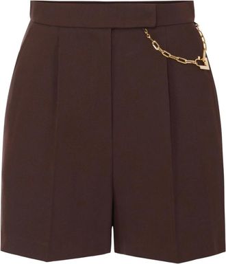 Elisabetta Franchi Femme, Shorts, Brun, Taille: 44 FR Shorts en gabardine avec logo bijou