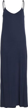 Vila Damen Maxikleid VILAURA V-NECK S/L MIDI DRESS (DE/NL/SE/PL, Alphanumerisch, M, Regular, Regular, navy blazer)