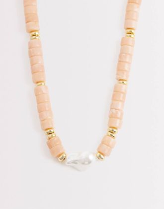 Orelia Auff&auml;llige Halskette mit Perlen-Rosa