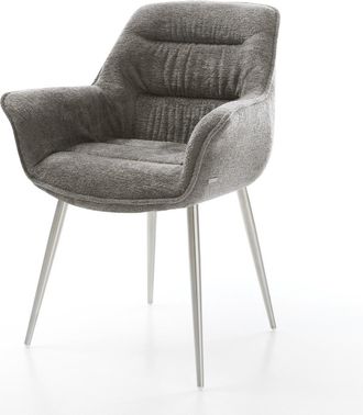 DELIFE Esszimmerstuhl Kaira-Flex Boucl&eacute; Soft Schlamm 4-Fu&szlig; konisch Edelstahl, Esszimmerst&uuml;hle