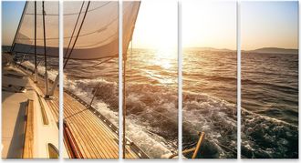 Islandburner Bild auf Leinwand Segelboot auf dem Meer bei Sonnenuntergang 2 Bilder Wandbilder Poster