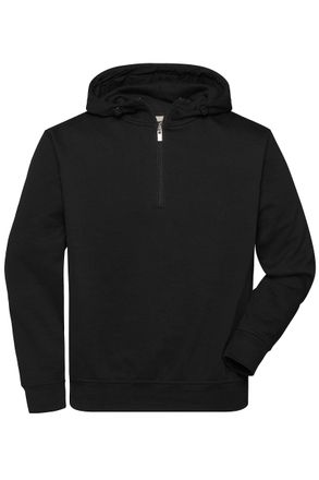 James & Nicholson Workwear Zip Hoody - Strapazierf&auml;higes Kapuzen-Sweatshirt mit kurzem Rei&szlig;verschluss | Farbe: Black | Gr&ouml;sse: 6XL