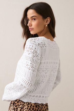 Next Strickjacke Gekn&ouml;pfte Strickjacke mit langen, weiten &Auml;rmeln (1-tlg)