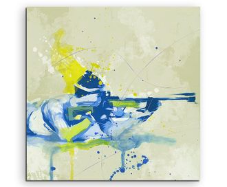 Paul Sinus Art Biathlon IV 60x60cm SPORTBILDER Splash Art Wandbild Aquarell Art