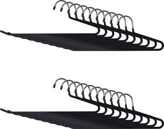 Relaxdays Hosenb&uuml;gel, 20er Set, rutschfeste Kleiderb&uuml;gel, platzsparend, HBT: 17,5 x 35 x 0,5 cm, Anzugb&uuml;gel, schwarz
