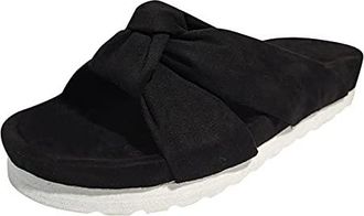 Generic Sandales compens&eacute;es &agrave; lani&egrave;res crois&eacute;es pour femme - Sandales en daim de couleur unie - Sandales &agrave; plateforme tendance - L&eacute;g&egrave;res et d&eacute;contract&eacute;es - Ch