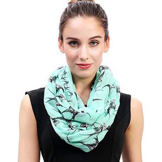 Lina & Lily écharpe tube imprimé hirondelle oiseaux (Menthe verte)