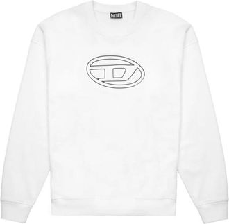 Diesel Homme, Sweatshirts et sweats à capuche, Blanc, Taille: L Logo Maniche lunghe Paricollo Garzato