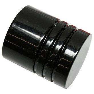 Gardinia Endknöpfe für Gardinenstangen, 2 x Endstück Zylinder, Serie Chicago, Metall, Schwarz, Durchmesser 20 mm, 31040