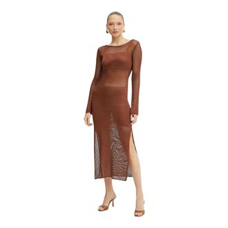 Fracomina Kleid mit Seitenschlitzen - - Dresses - Damen - Braun - XS