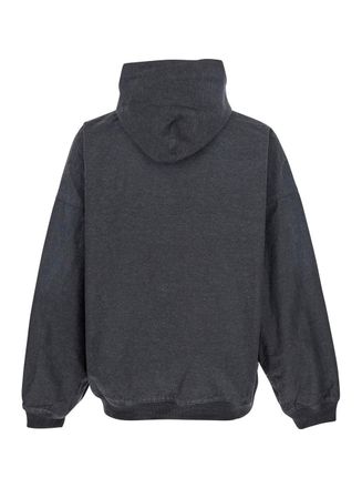 Balenciaga Mens Grey Sweatshirt With Hood And Logo Detail Cotton Sweatshirts Sweater
