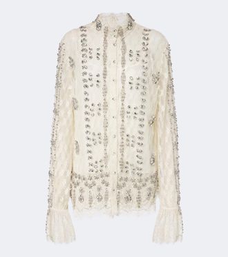 Costarellos Bluse Lilou aus Spitze mit Kristallen