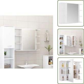 vidaXL Armoire &agrave; miroir de salle de bain Blanc Bois ding&eacute;nierie - Armoire Salle De Bain - Meuble Salle De Bain - Miroir Salle De Bain - Rangement Salle De