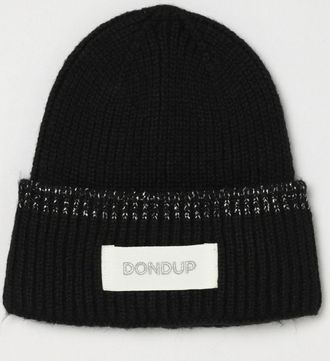 Dondup Gerippte Beanie aus Wollmischung mit Umschlag und gesticktem Logo