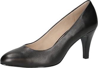Caprice Escarpins en Cuir pour Femme avec Talon Entonnoir, Nappa Noir, 38.5 EU