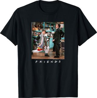 Friends Joey Cartoon T-Shirt Schwarz S Klassische Passform Klassisch geschnitten, Doppelt genähter Saum, Halbarm, Unisex, Erwachsene