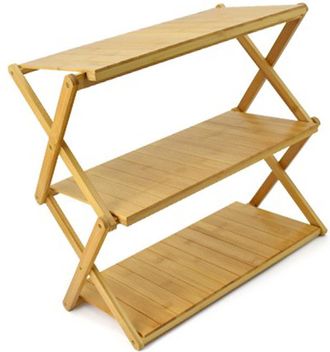 CHICIRIS Klappregal aus Holz, Platzsparend, Leicht zu Tragen, Glatte Oberfl&auml;che, Klappbares Lagerregal, Mehrschichtig f&uuml;r Outdoor-Camping (3 Schichten)