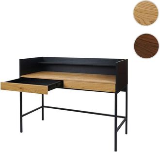 Mendler Mendler - Bureau HWC-J79 - table dordinateur de bureau - tiroir 120x50cm bois métal - aspect noyer