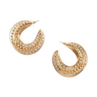 Self Portrait Femme, Accessoires, Jaune, Taille: ONE Size Twisted Circle Earrings