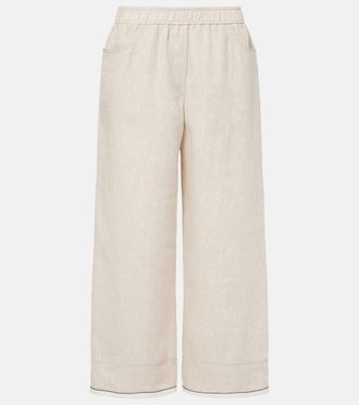 Brunello Cucinelli Pantalon ample raccourci en lin