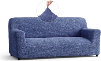 Paulato by GA.I.CO. PAULATO - Sofabezug 3 Sitzer aus einfarbiger Mikrofaser, kratzfestes Gewebe, maschinenwaschbar, WavyTech-Technologie, Made in Italy - Blau