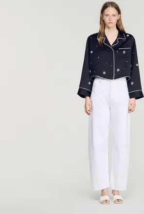 Sandro Chemise brod&eacute;e perles et strass
