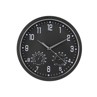 Garneck Schlichte Wanduhr Mit Stummem Sekundenzeiger Multifunktionsuhr Mit Temperatur Und Feuchtigkeitsmesser Gro&szlig;e Heimuhr F&uuml;r Wohnzimmer Und Schlafzimmer Sc